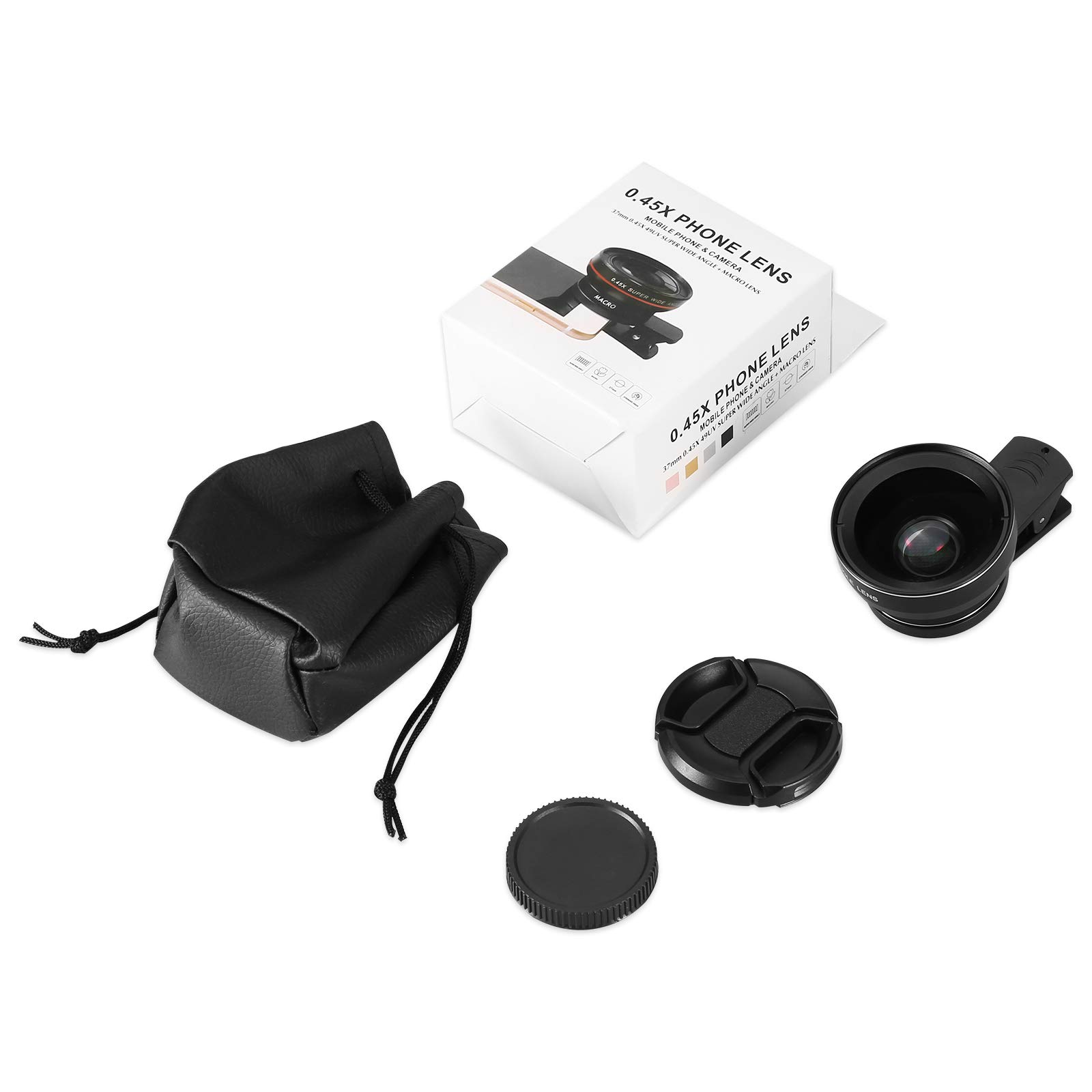 Criacr Phone Camera Lens, 0.45X Super Wide Angle Lens, 15X Macro Lens, Clip-On 2 in 1 Professional for iPhone Lens Kit for TIK Tok, Vlog, Yotube, Compatible with iPhone, Samsung, Google Pixel