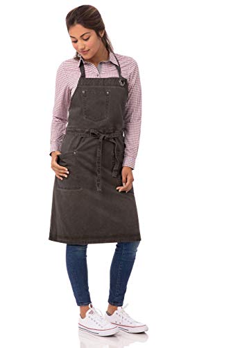 Chef Works Unisex Dorset Bib Apron, Pewter, One Size