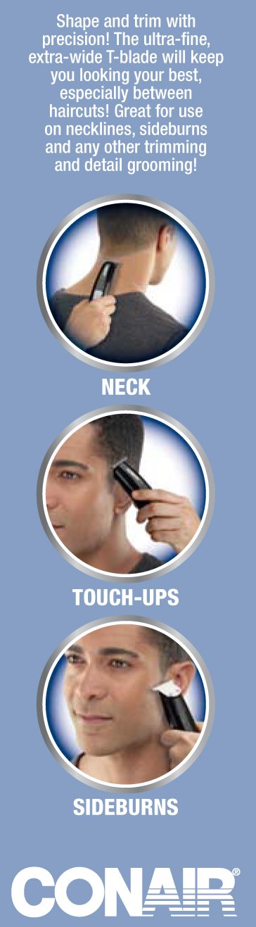 ConairMAN Trim Up, Hair Clippers for Men, Corded Detail Hair Clipper Home Hair Cutting Kit