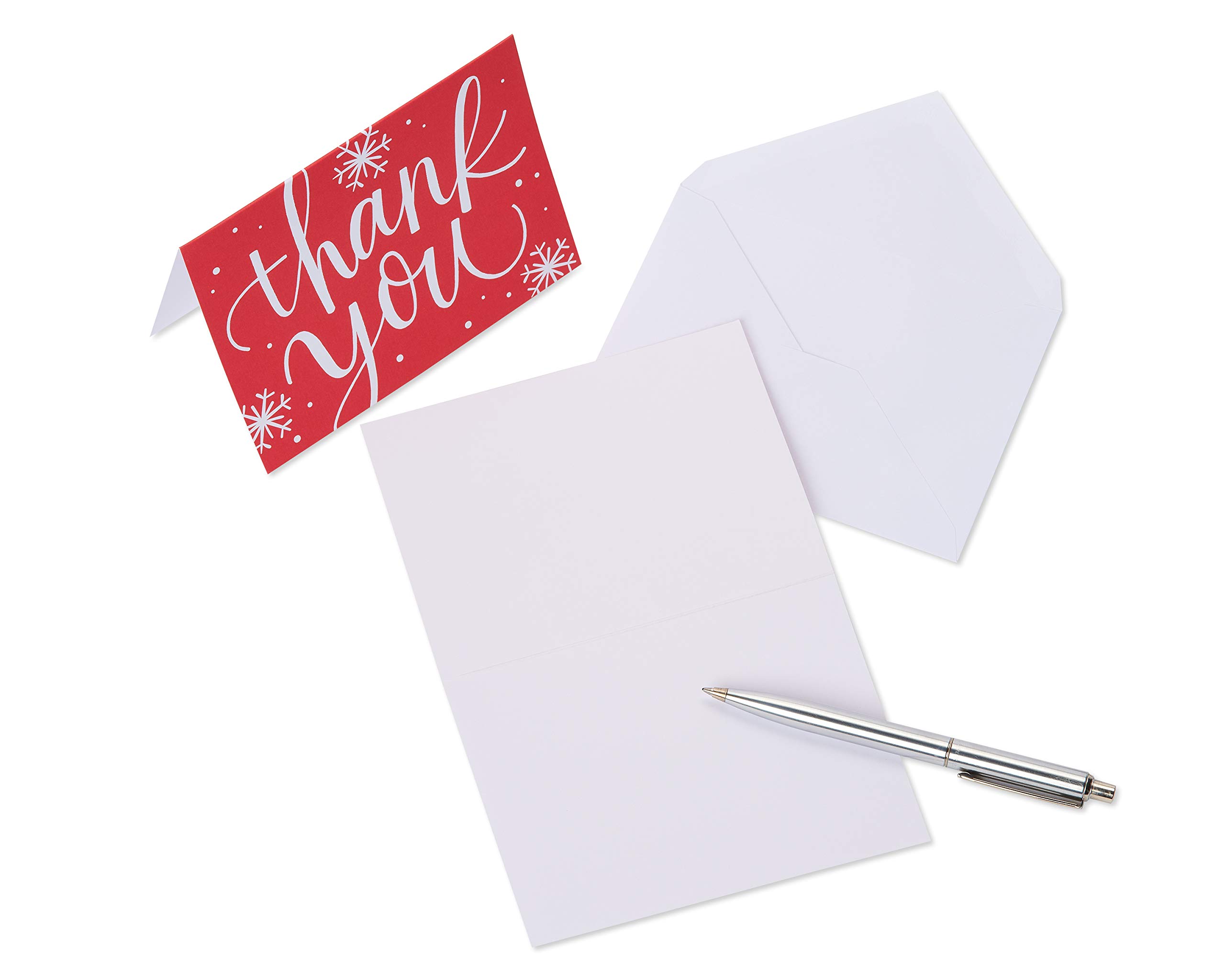 American Greetings Holiday Thank you Cards with Envelopes, Red Snowflakes (25-Count)