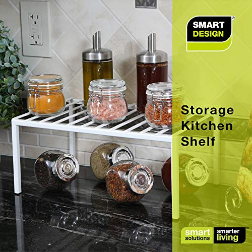 Smart Design Premium Cabinet Storage Shelf - Set of 6 - Large 16 x 8.5 Inch - Steel Metal Frame - Rust Resistant Coating - Counter, Pantry, Shelf Organization - Kitchen - White