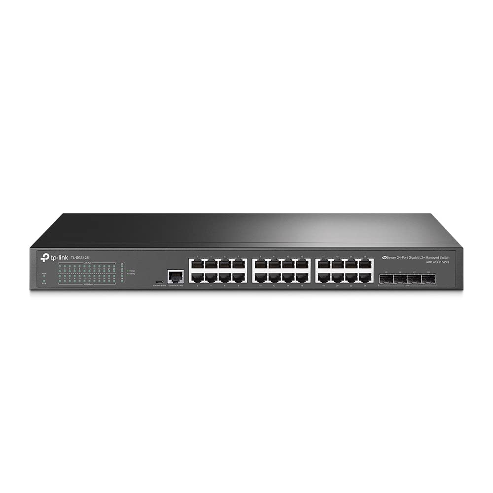 TP-Link TL-SG3428 | 24 Port Gigabit Switch, 4 SFP Slots | Omada SDN Integrated | L2+ Smart Managed | IPv6 | Static Routing | L2/L3/L4 QoS, IGMP & LAG | 3 Year Manufacturer Warranty