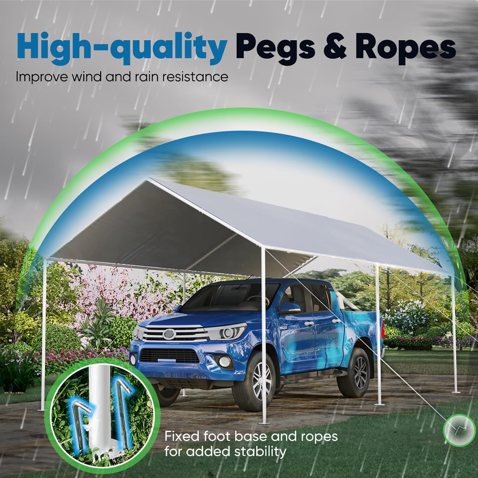Quictent 10x20 ft Heavy Duty Carport Car Canopy Garage Outdoor Boat Shelter Party Tent-White