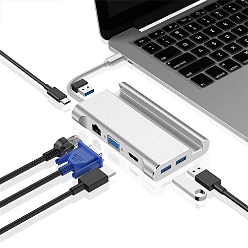 Leya-US Spare Part HW-TC20 7 in 1 Type-C/USB-C Multifunctional Extension HUB Adapter with Holder