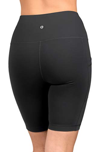 90 Degree By Reflex - High Waist Power Flex Biker Shorts with Side Pockets - 5", 7", 9" - Black 9" - Medium