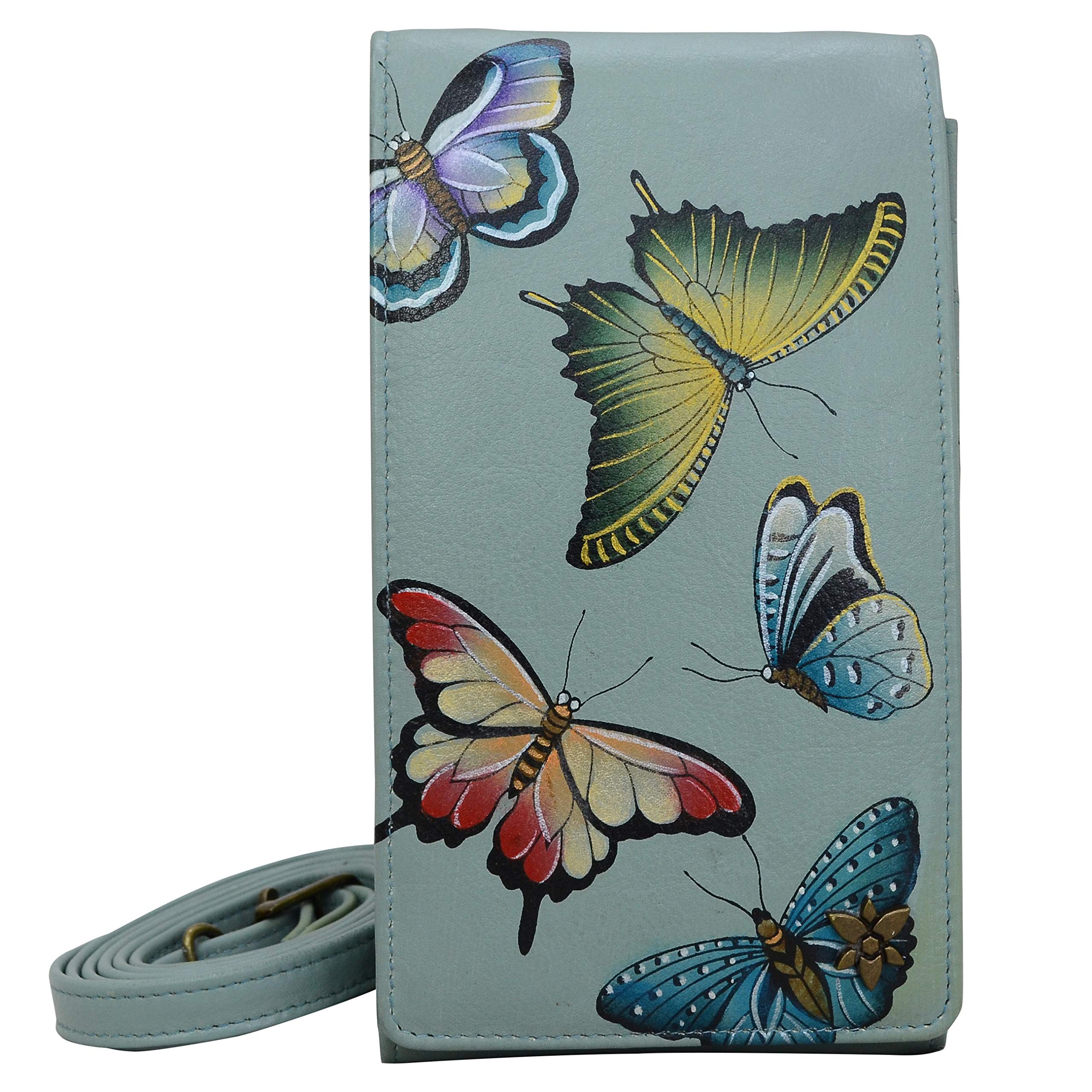 Anuschka Women’s Genuine Leather RFID Smartphone Crossbody - Himalayan Bird