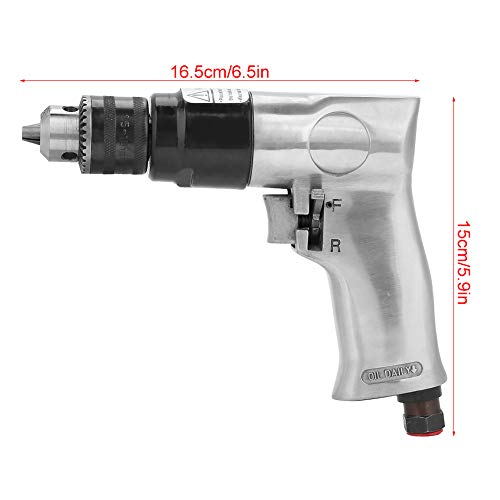 Air Drill 3/8,3/8Pneumatic Drill, 1700rpm 10mm High-speed CW/CCW Reversible Air Drill Pneumatic Drilling Tool for Furniture, Hardware, Machinery Production