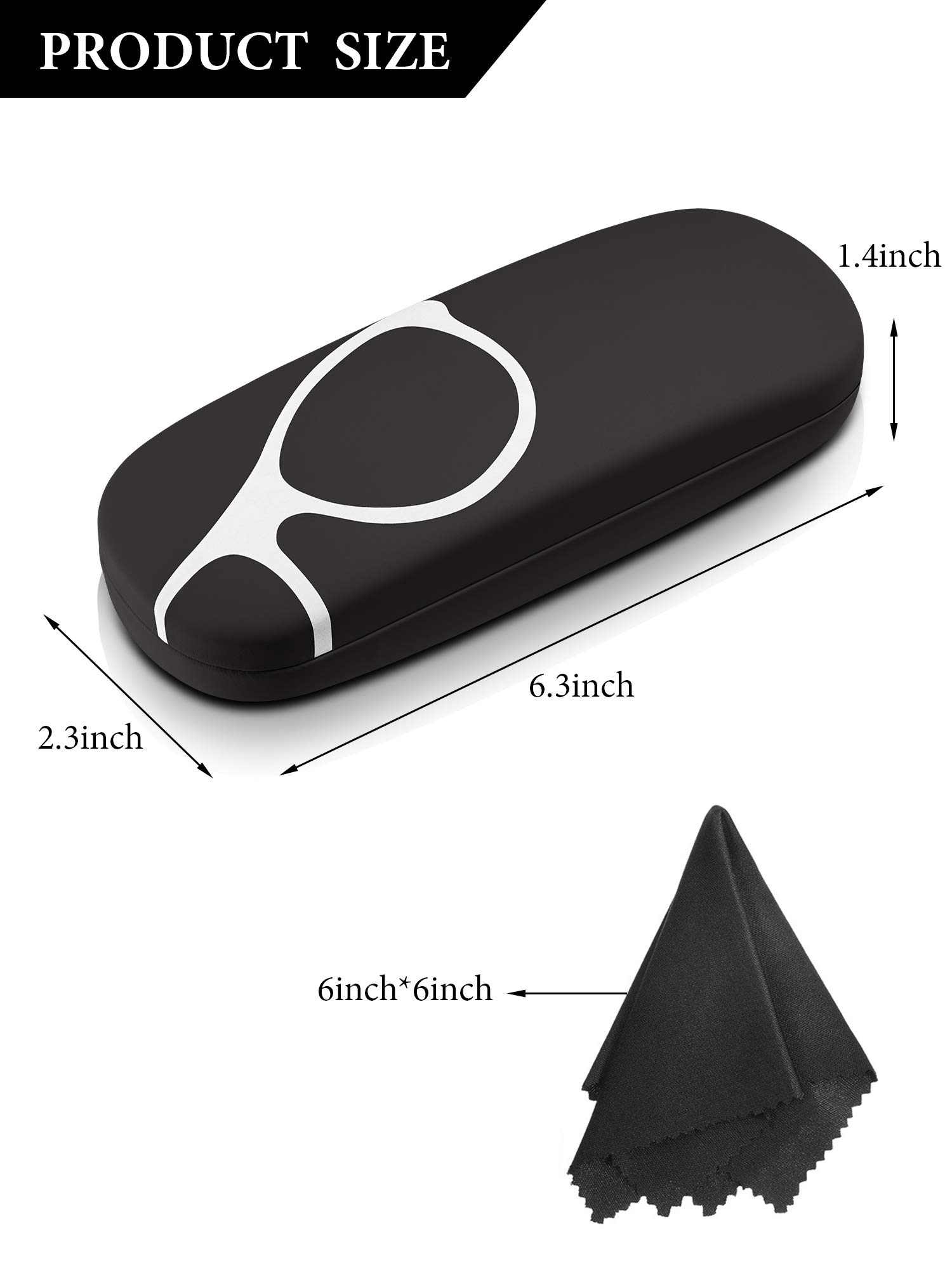 3 Pieces Hard Shell Clamshell Eyeglasses Case Protective Sunglasses Case Portable Glasses Protection Case with 3 Pieces Glasses Cloth