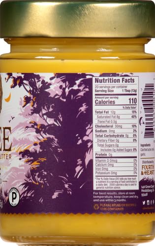 4th & Heart California Garlic Grass-Fed Ghee, 9 Ounce, Keto, Pasture Raised, Lactose and Casein Free, Certified Paleo