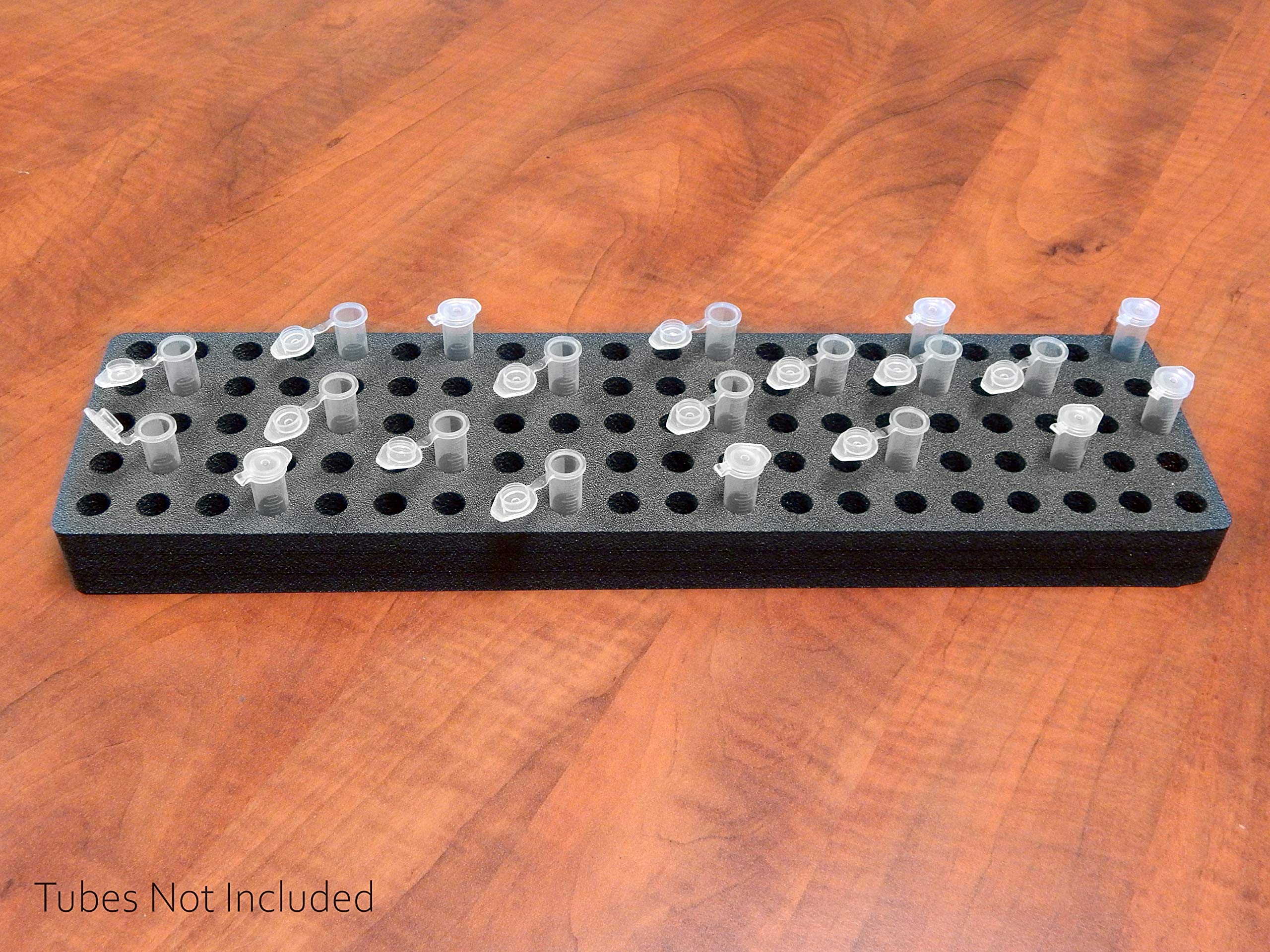 Polar Whale Microcentrifuge Tube Rack Holder for 2ml and 1.5ml Tubes Black Foam Storage Organizer Stand Lab Transport Holds 100 Tubes Fits up to 11mm Diameter