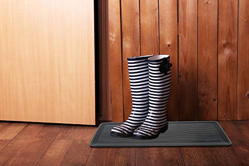 A1 HOME COLLECTIONS A1HOMEBT35 Doormat Rubber Boot Mat,Multi-Purpose for Shoes,Garden,Entryway,Garage,16"X31", Black