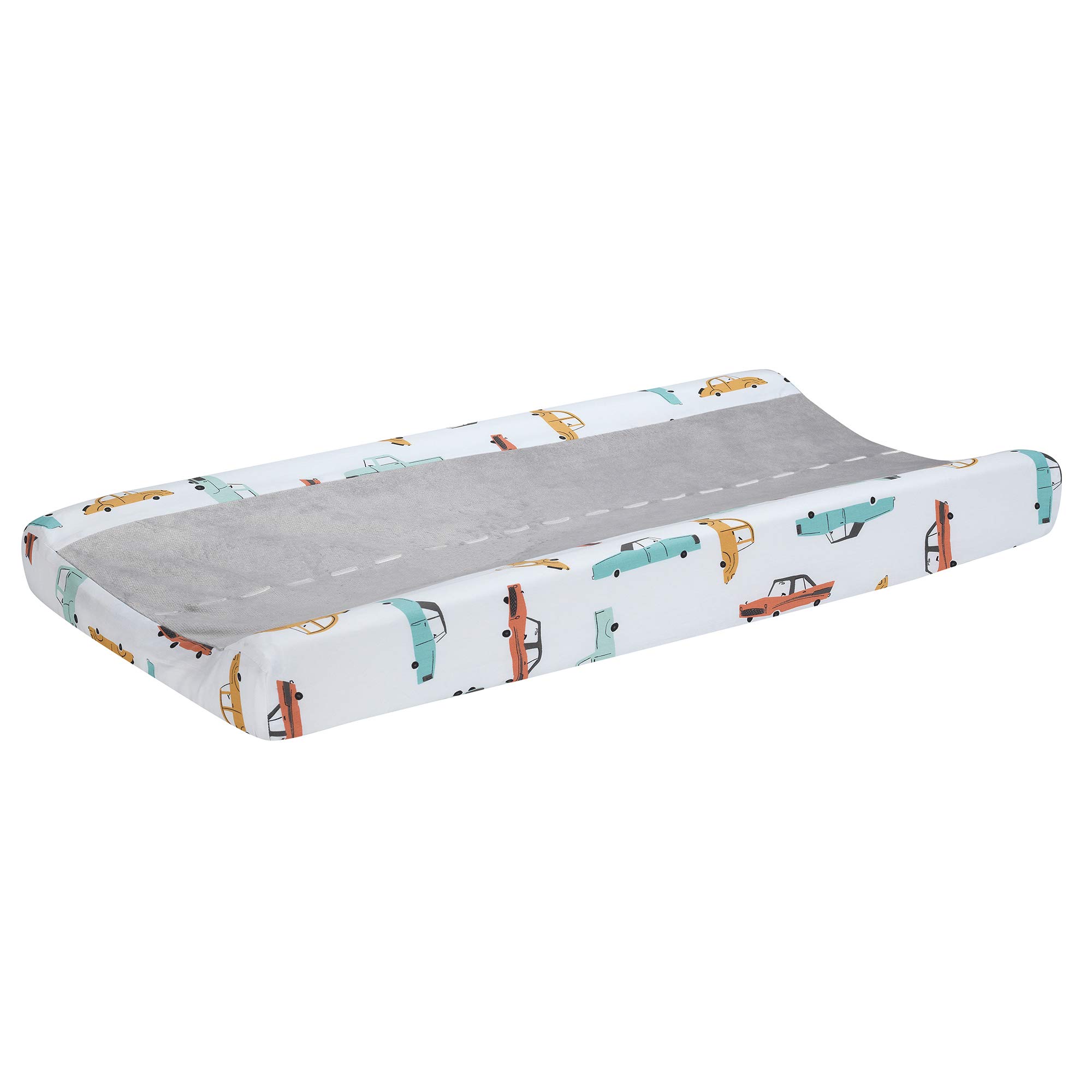 Lambs & Ivy Baby Car Tunes Soft Gray Changing Pad Cover - Transportation