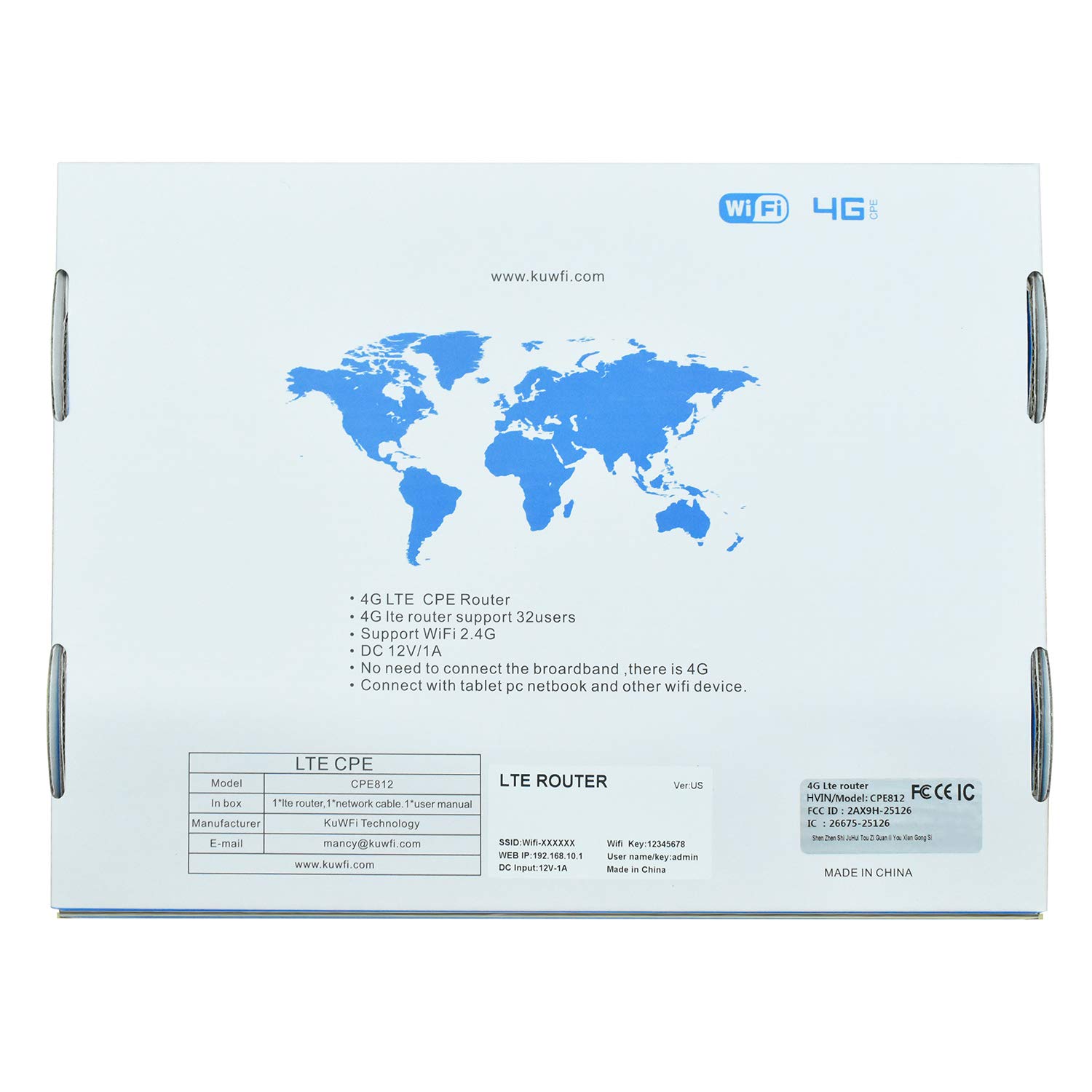 KuWFi 4G LTE Router with SIM Card Slot, 300Mbps Unlocked Wireless WiFi Internet Routers with 4pcs Non-Detachable Antennas for USA/CA/MX[Not for Verizon]