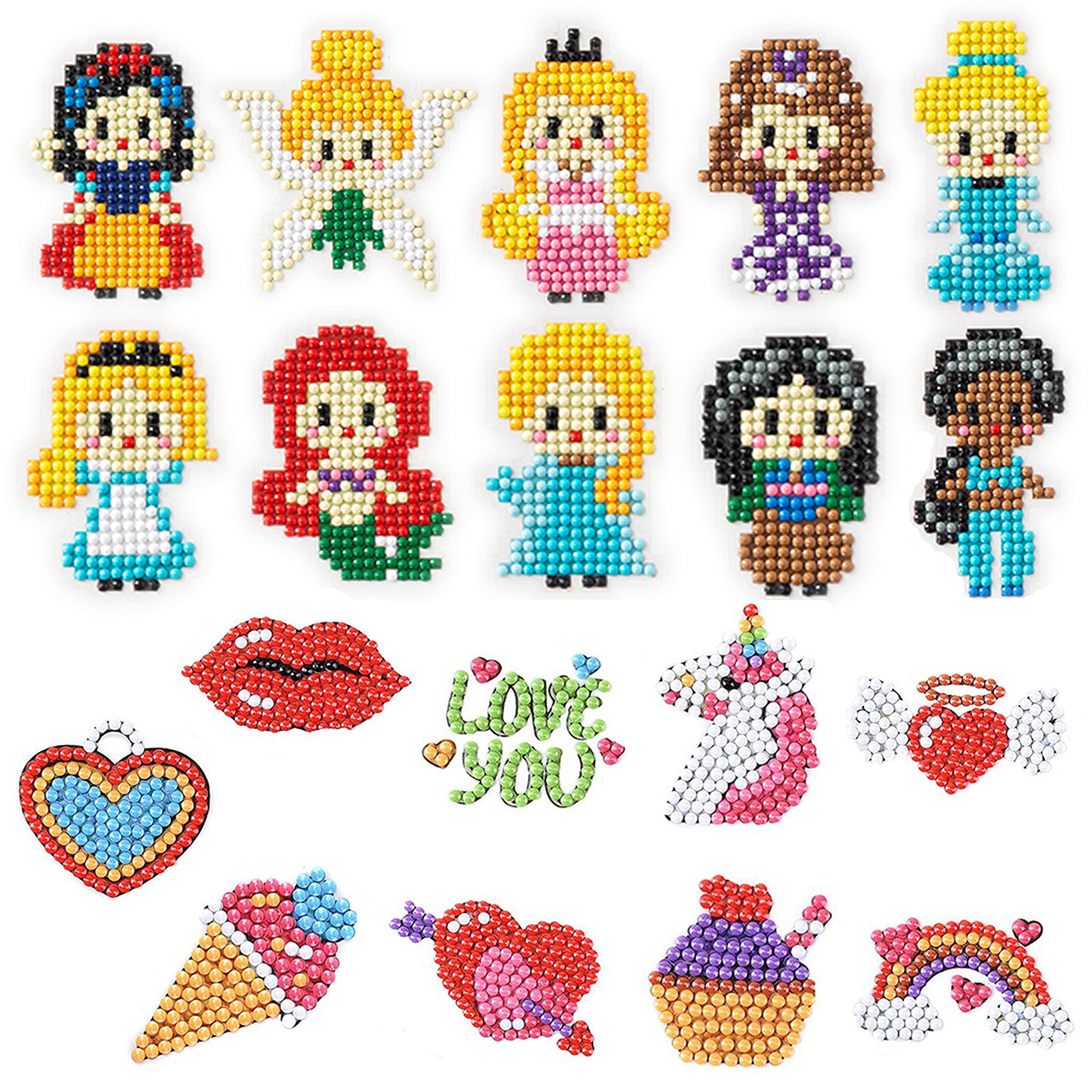 Anylife 19 Pieces Diamond Painting Stickers for Kids Princess, Unicorn Diamond Art Sticker Kits for Girls,Adults