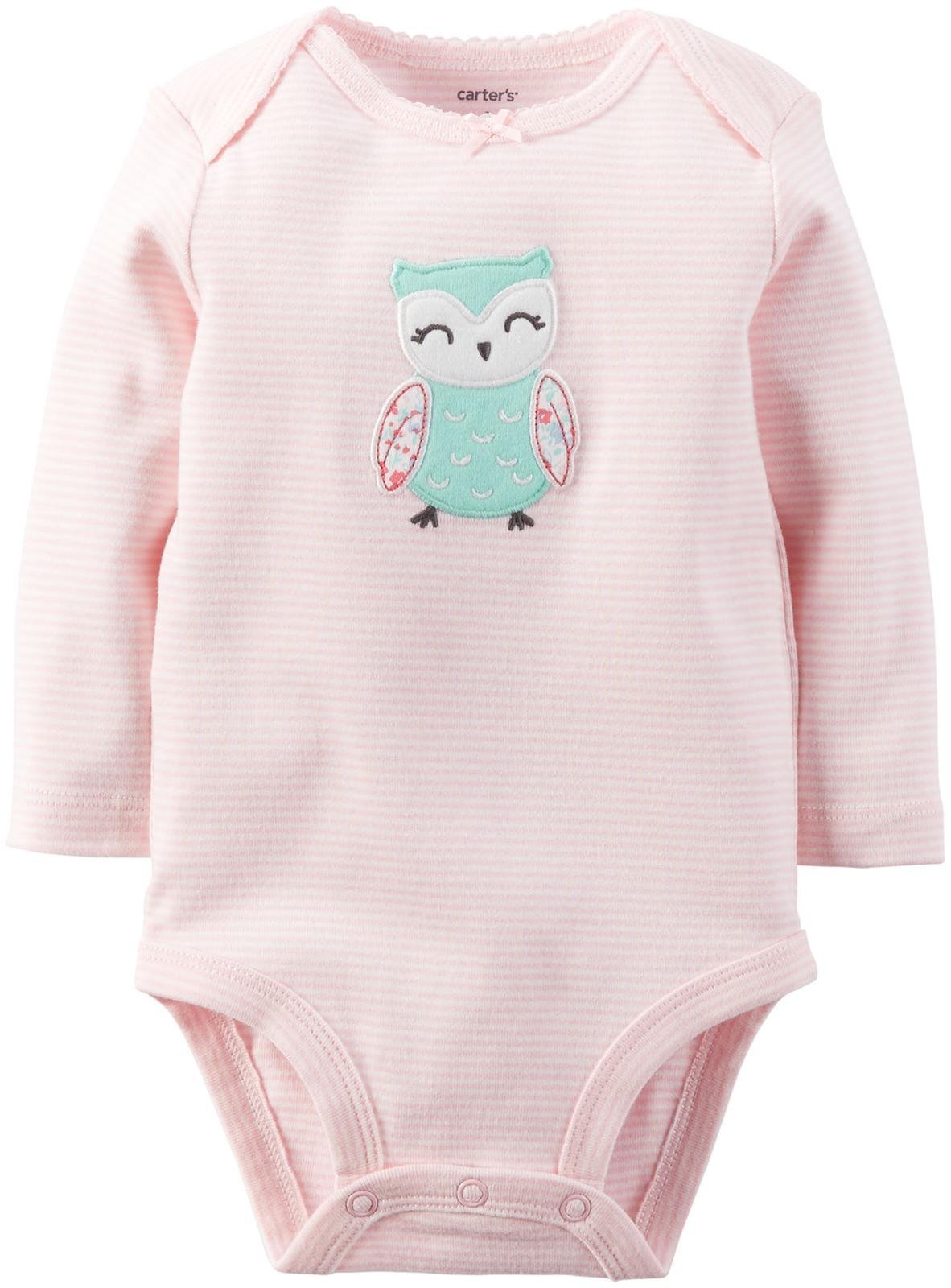 Carter's Baby Girls' Single Bodysuit 118g760, Pink Owl, 24 Months
