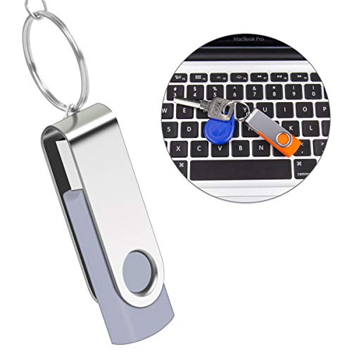 SRVR 5 Pack 32GB USB Flash Drive, USB 2.0 Thumb Drives, Jump Drive with Lanyards Metal Swivel USB Memory Stick with LED Indicator(5 Colors)