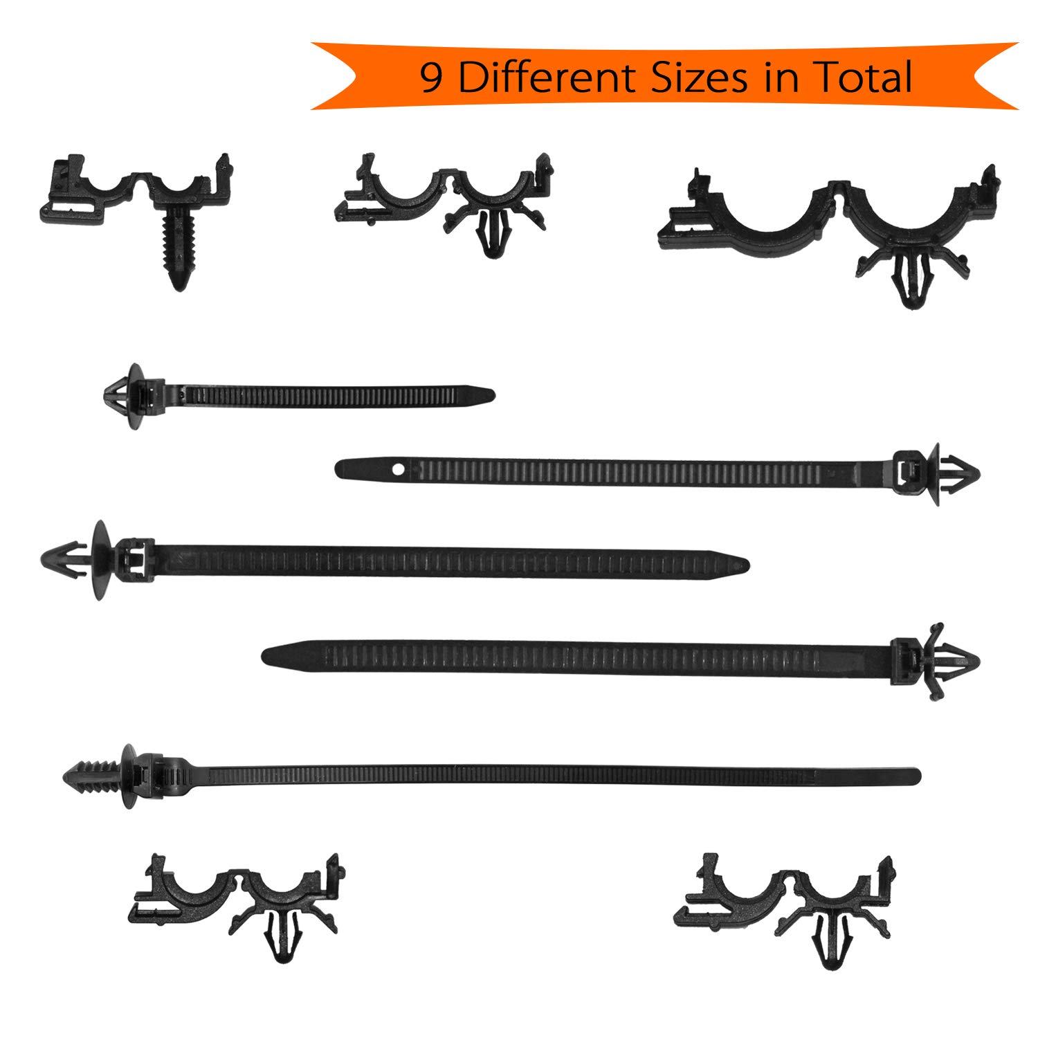 95 PCS Car Moulding Wire Harness Loom Routing Clips Fender Flare Panel Blind Rivets Rocker Clips Assortment Black Nylon for Jeep Wrangler JK 2007-2015 68039280-AA Ford GMC Chevrolet