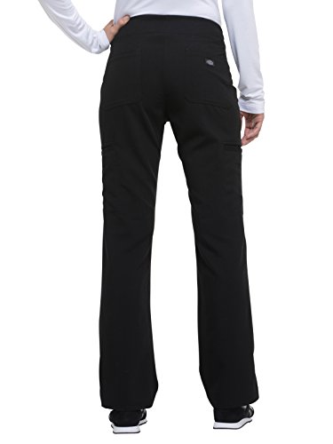 Dickies womens Mid Rise Rib Knit Waistband Medical Scrubs Pants, Black, Large US