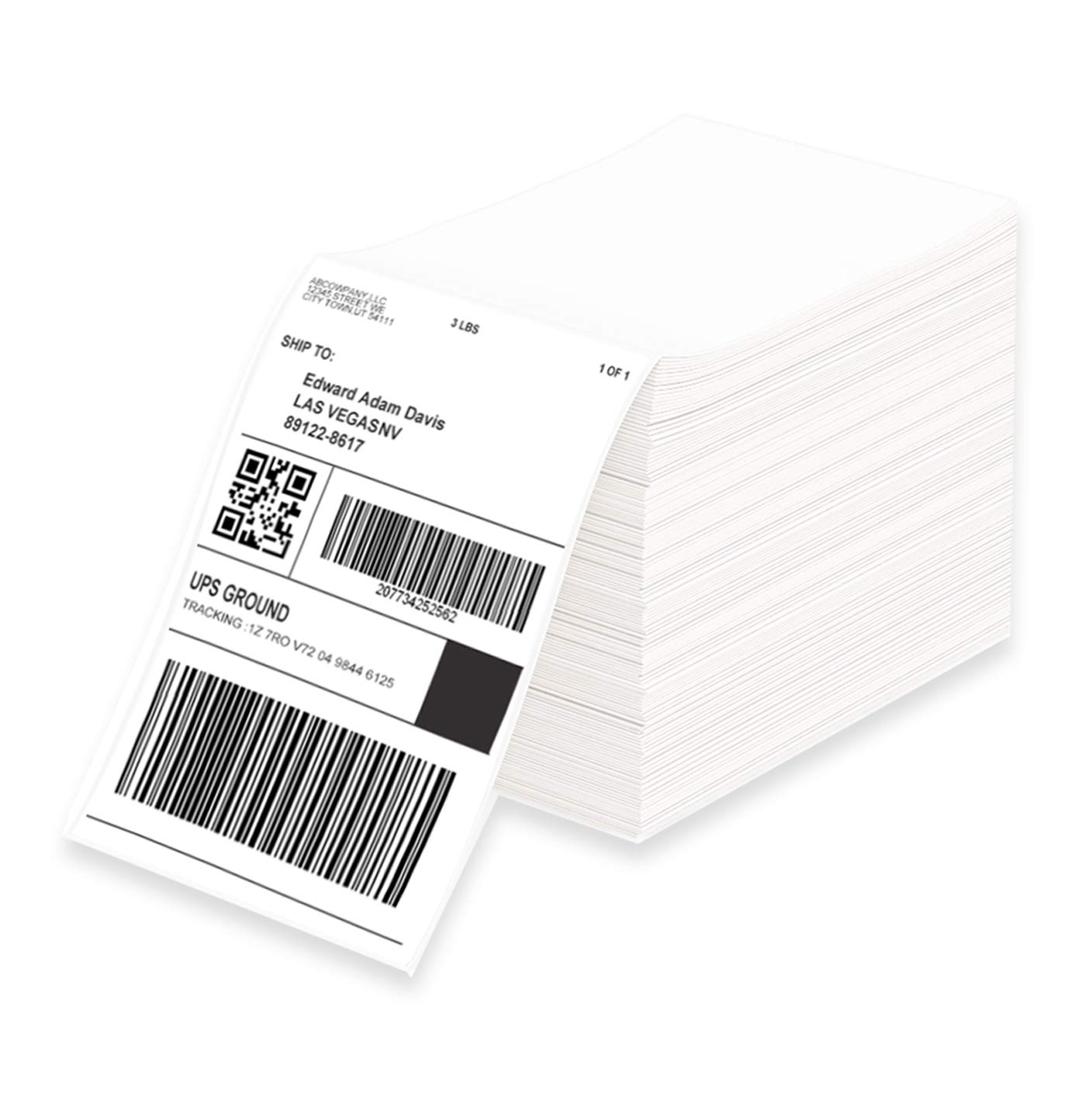 4x6 Thermal Direct Shipping Labels, Shipping Label Printer Paper ?Fan-Fold Mailing Labels for Desktop Label Printer, Self-Adhesive Compatible with Zebra, Rollo, Dymo, MUNBYN, USPS 4" x 6", 500-Pack