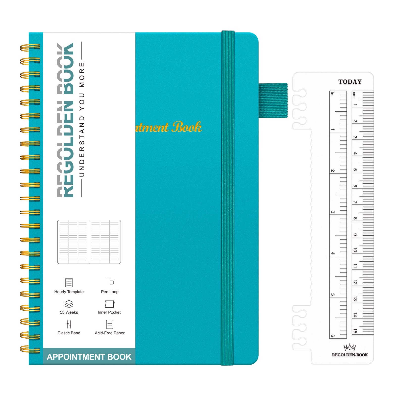 A5 Hardcover Spiral Appointment Notebook Teal
