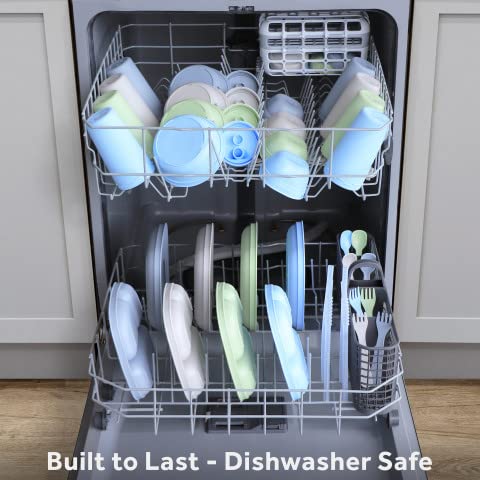 Re-Play Made in USA 12 Oz. Reusable Plastic Bowls, Pack of 4 Without Lid - Dishwasher and Microwave Safe Bowls for Snacks and Everyday Dining - Toddler Bowl Set 5.75" x 5.75" x 2", Meadow