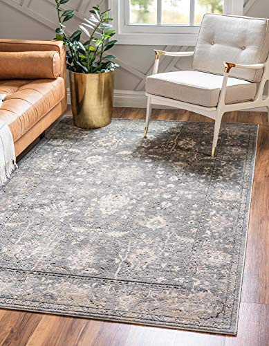 Rugs.com Oregon Collection Rug – 8' x 10' Gray Low-Pile Rug Perfect for Living Rooms, Large Dining Rooms, Open Floorplans
