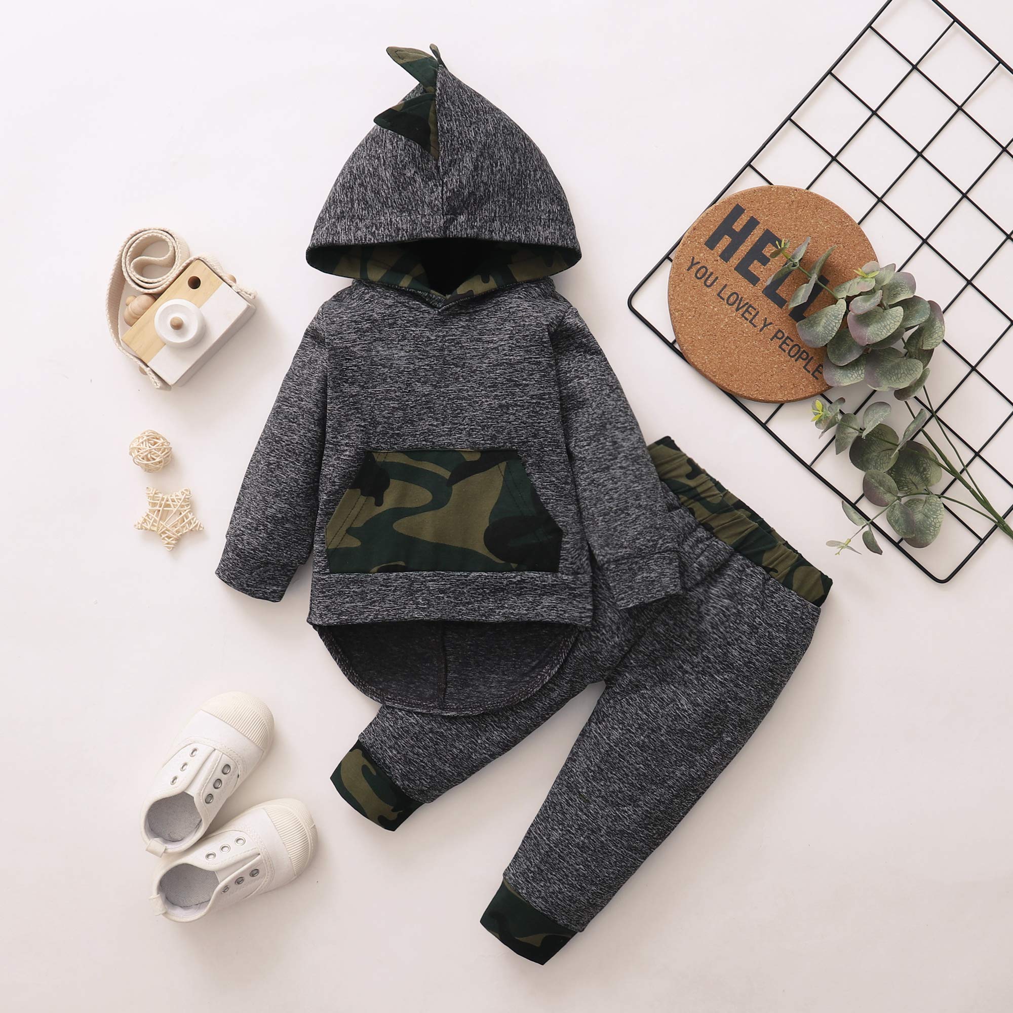 Renotemy 3 4 Year Old Boy Clothes Baby Boy Hoodie Tops Sweatsuit Jackets Pants Outfit Set 3T-4T Boy Clothes