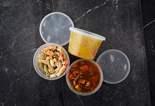Healthy Packers Extra Thick Food Storage Containers with Lids (16oz - 24 Pack) - Great for Slime - Deli Pint Cups - Soup Containers | Microwave, Dishwasher and Freezer Safe
