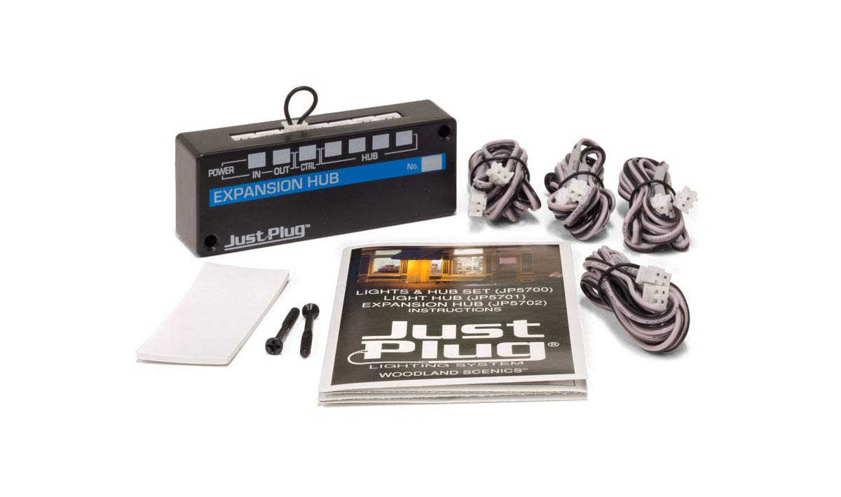 Woodland Scenics Just Plug Lighting System, Light Hub, Expansion Hub, and Power Supply with MYD Curved Tweezers