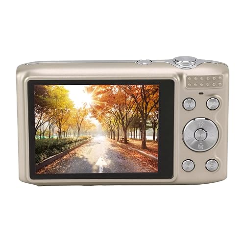 4K Digital Camera, Slim and Lightweight 58MP Autofocus Automatic Beauty Mode Teens Small Camera 2.88 Inch IPS Screen 16X Zoom for Travel (Gold)