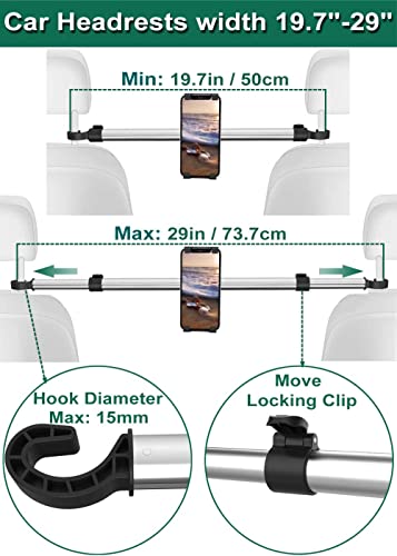 woleyi Car Tablet Mount, Headrest Tablet Holder for 4.7-12.9 in iPad Smartphone, Car Back Seat Between Tablet Stand for iPad Pro Air Mini, Samsung Tab, Fire HD, Long Road Trip Essentials for Kids