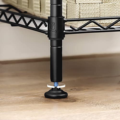 SONGMICS 3-Tier Bathroom Shelf, Wire Shelving Unit, Metal Storage Rack for Small Space, Total Load Capacity 132 lb, 11.8 x 11.8 x 28.7 Inches, with 3 PP Sheets, Adjustable Shelf, Black ULGR103B01