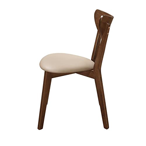 Coaster Furniture Kersey Mid Century Modern Upholstered Dining Chairs (Set of 2) Curved Back Tan Faux Leather Polyurethane Chestnut Brown 103062