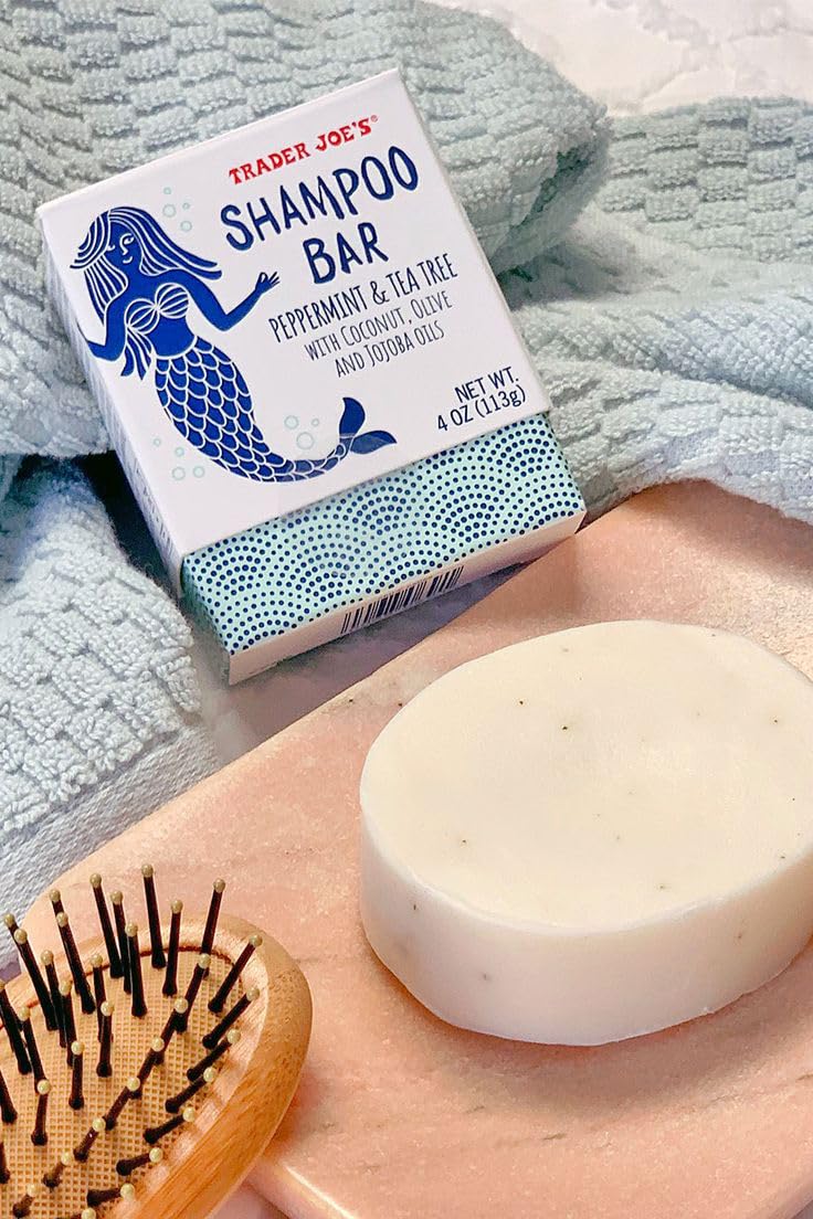 Trader Joe's Set of 2 Shampoo Bars Peppermint & Tea Tree with Coconut, Olive, and Jojoba Oils; Two 4 oz Bars