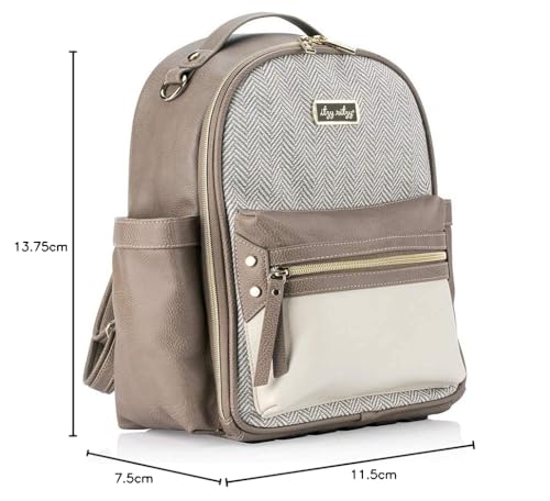 Itzy Ritzy Mini Diaper Bag Backpack β Chic Mini Diaper Bag with Changing Pad, 8 Total Pockets (4 Internal and 4 External), Grab-Top Handle and Rubber Feet (Vanilla Latte)