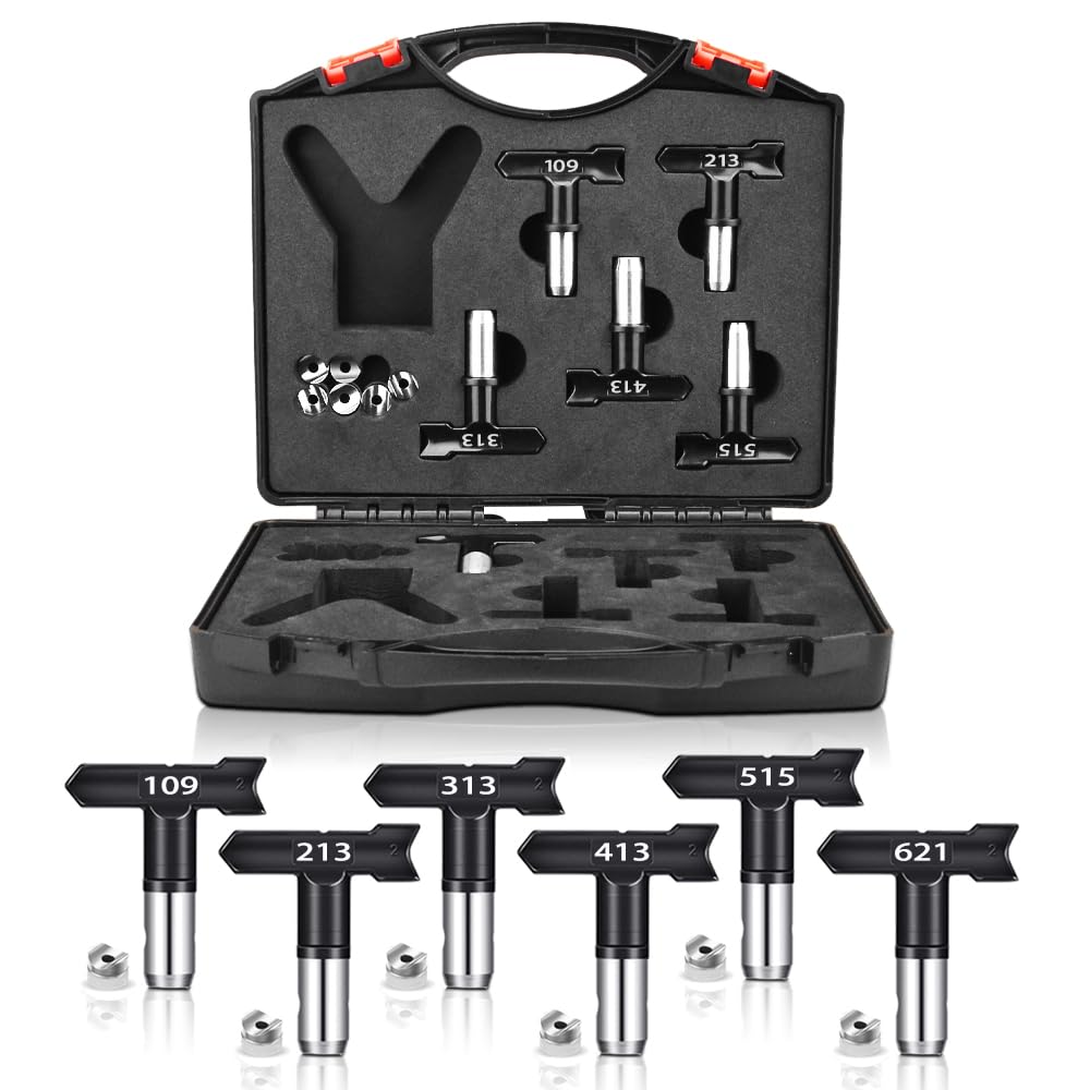 6Pcs Reversible Spray Nozzle Tips,Airless Spray Nozzles Tips,Airless Spray Gun Nozzle and Airless Spray Tip Organizer Model Making. (6PCS-109,213,313,413,515,623)