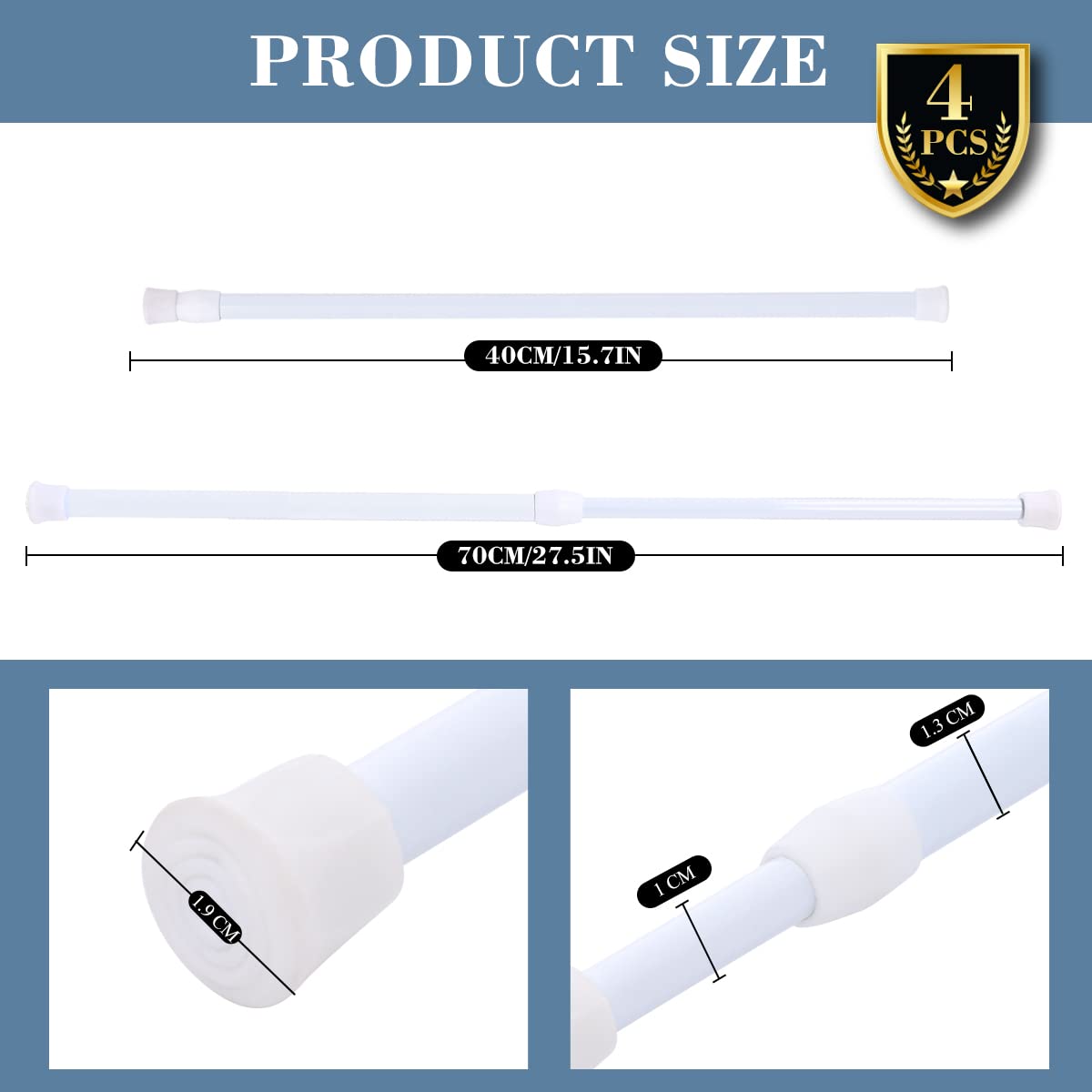 4Pcs Window Security Bars Sliding Glass Door Lock White Security Window Lock Bar for Children Home(17-27.6 Inches in Length)