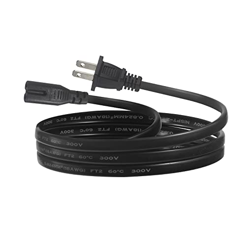 6FT Replacement 2 Prong AC Power Cable - 18 AWG 2 Slot Non-Polarization Figure 8 Power Cord Compatible with Xbox Series X/S, Xbox One S/ X PS4 PS3 PS2 Slim Game Console, for Sony Playstation /PSP/PSV