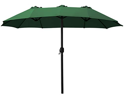 ABCCANOPY 15FT Double-Sided Aluminum Table Patio Umbrella Garden Large Umbrella,Swimming Pool 12+Colors,Green
