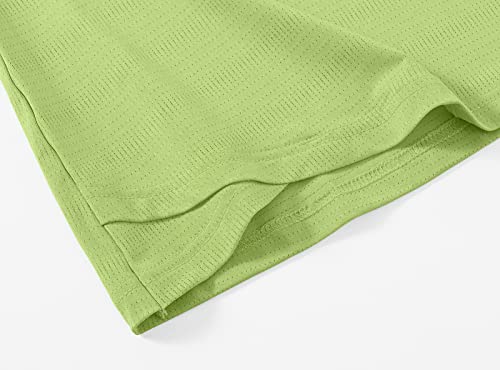 BASUDAM Women's Golf Polo Shirts V-Neck Short Sleeve Collarless Tennis Running T-Shirts Quick Dry Light Green XL