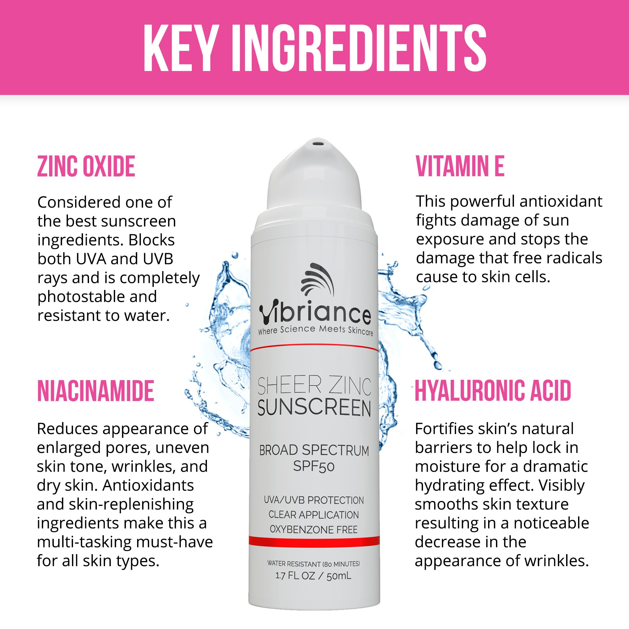 Vibriance Sheer Zinc Oxide Face Sunscreen, 1.7 fl oz - Broad Spectrum SPF 50 Tinted Moisturizer - Sensitive Skin Friendly