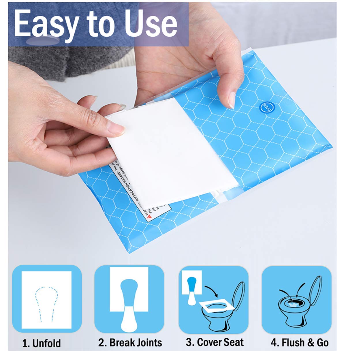Toilet Seat Covers Paper Flushable (100 Pack | 100 Sheets) - Flushable Paper Toilet Seat Covers for Adults and Kids Potty Training - Travel Accessories for Public Restrooms, Airplane, Camping