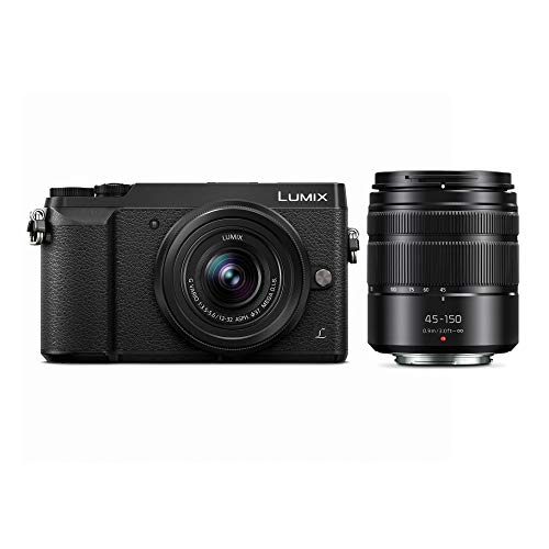 Panasonic DMC-GX85WK LUMIX 4K Mirrorless Camera with 12-32mm and 45-150mm Lenses Bundle with 64GB Memory Card, Case, Charger with Batteries, and Tripod (5 Items)