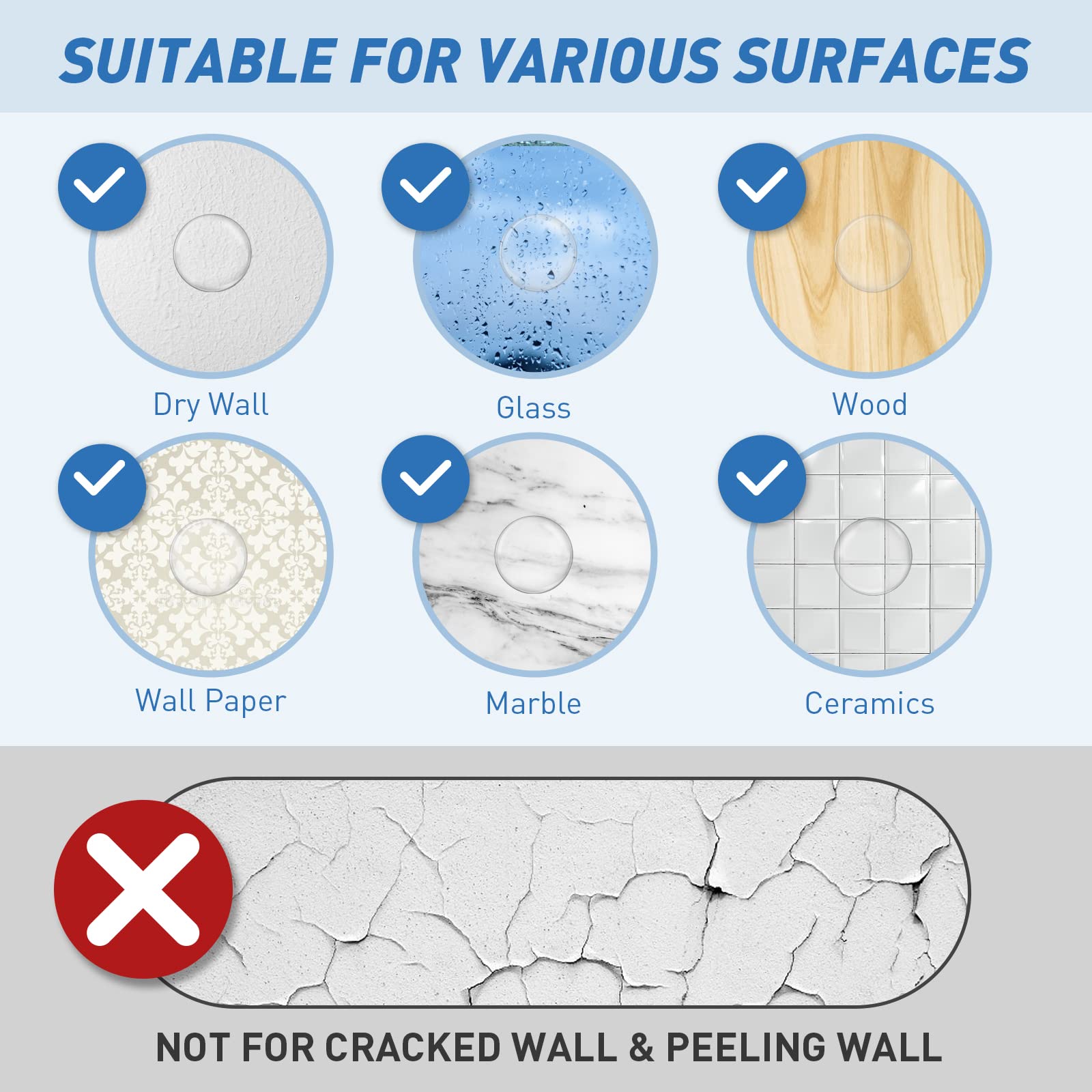 9PCS Door Stoppers Wall Protector, 2 Inch Round Clear Door Stops, Strong Self Adhesive Door Bumper Wall Guard, Washable and Reusable Stick on Door Stopper Silicone Wall Door Protector from Door Knob