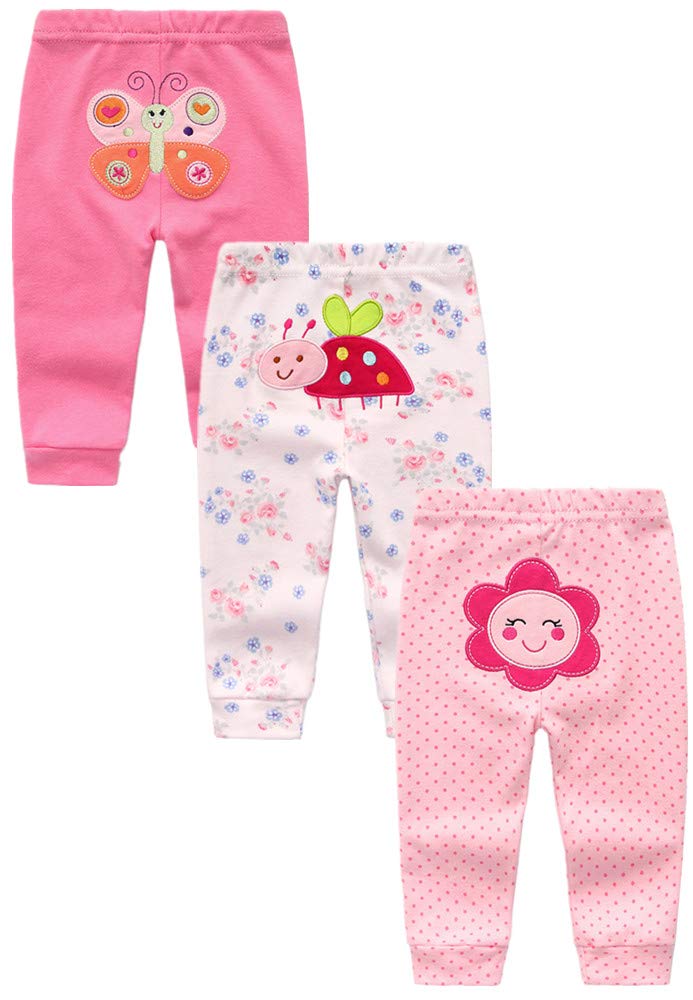Kiddiezoom Cute Baby and Toddler Unisex Cotton Pants,3 Pack