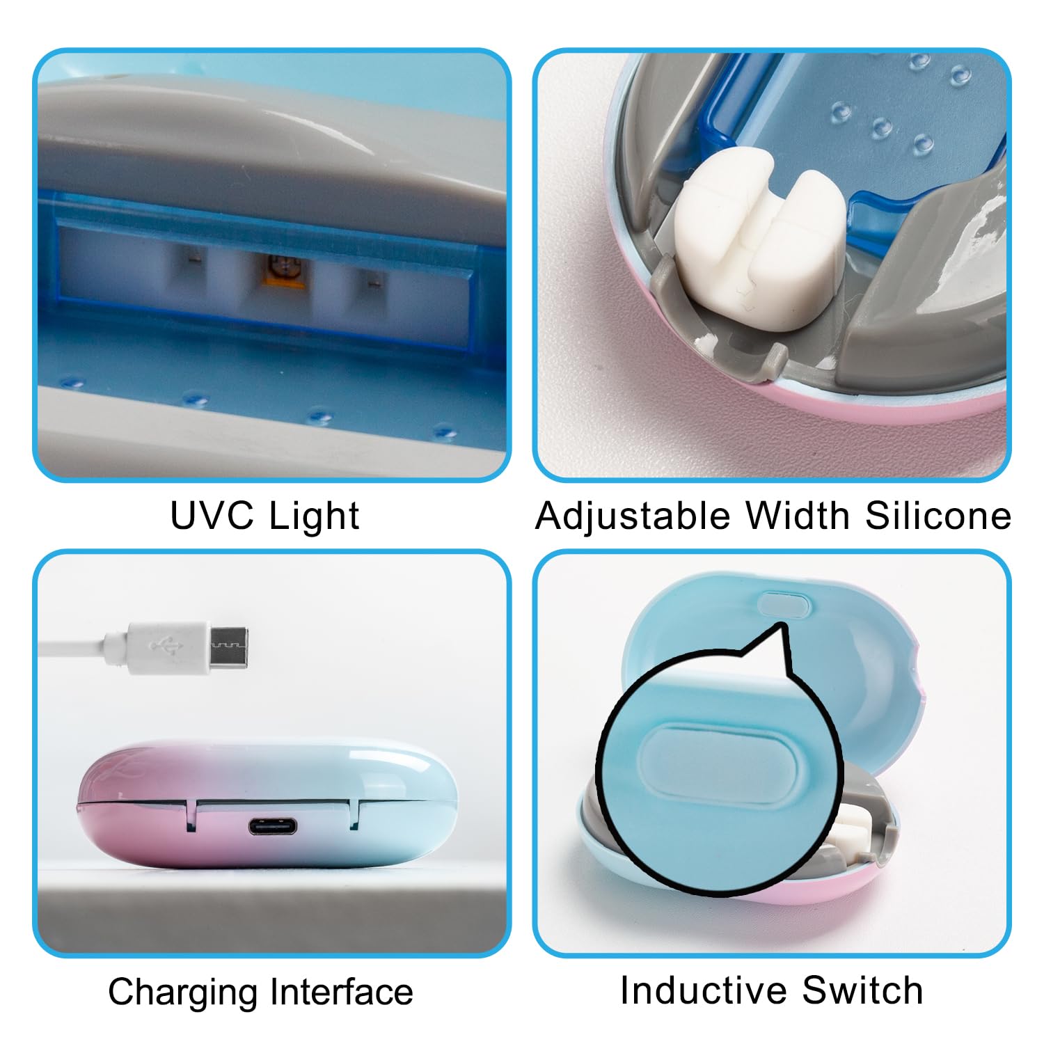 TAISHAN UV Sanitizer Toothbrush Case,Rechargeable Portable Mini Travel Toothbrush Holder,Fits All Toothbrushes for Both Electric and Manual Toothbrushes,Safety Feature, for Home and Travel