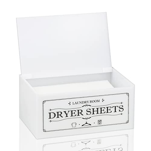 Acrylic Laundry Dryer Sheets Holder Fabric Softener Dispenser with Lid for Laundry Room Decor, Clear Fabric Softener Sheets Container Box Laundry Organization and Storage