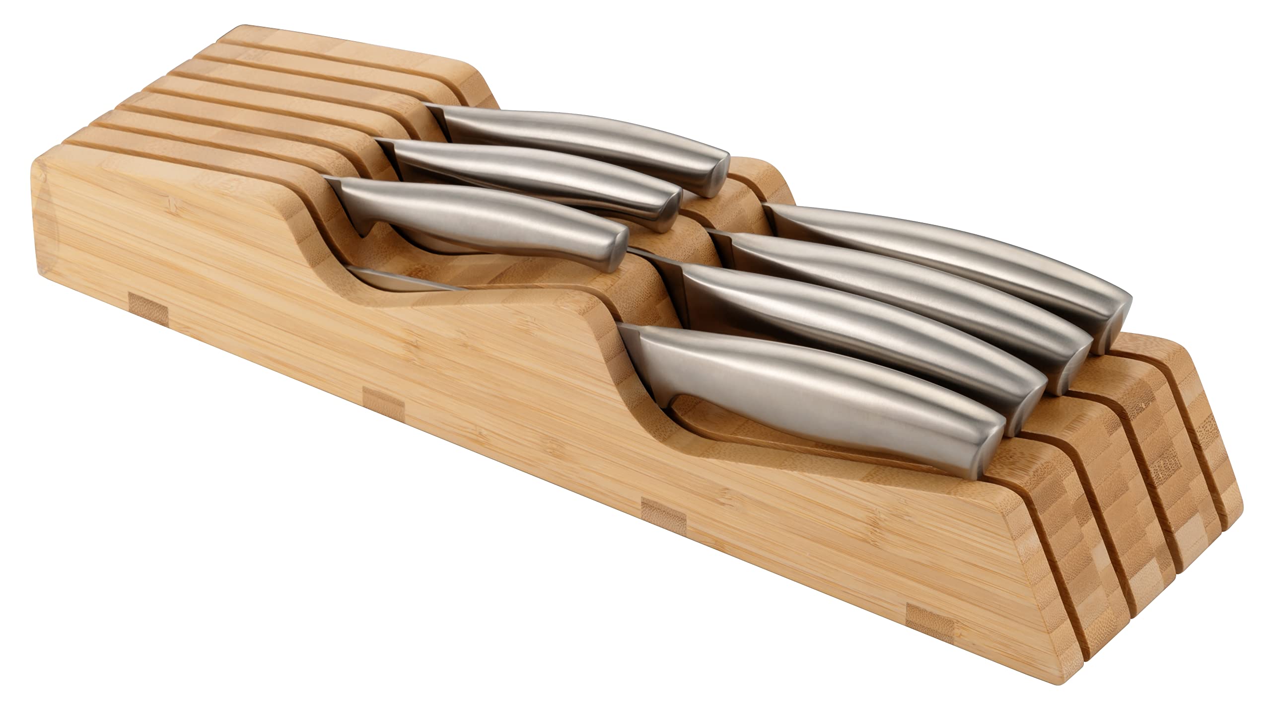 Ozeri 8-Piece Stainless Steel Knife Set, with Japanese Stainless Steel Slotted Blades,Silver