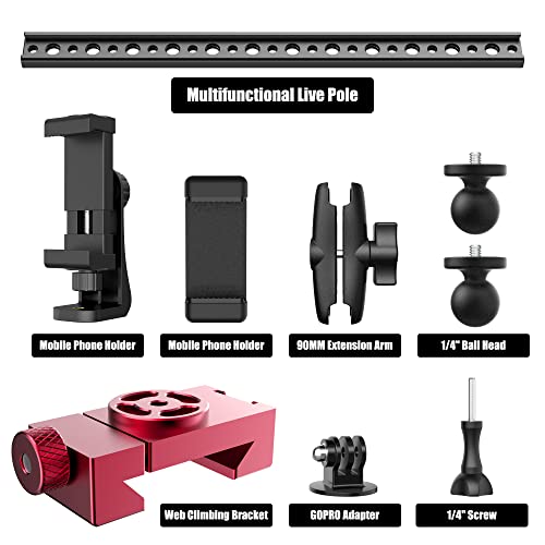 Cell Phone Fence Mount - Tennis Camera Fence Mount, Phone Camera Holder Accessories for Gopro, Phone, Mevo Start for Tennis & Pickleball Training, Softball, Baseball, with Recording While Charging