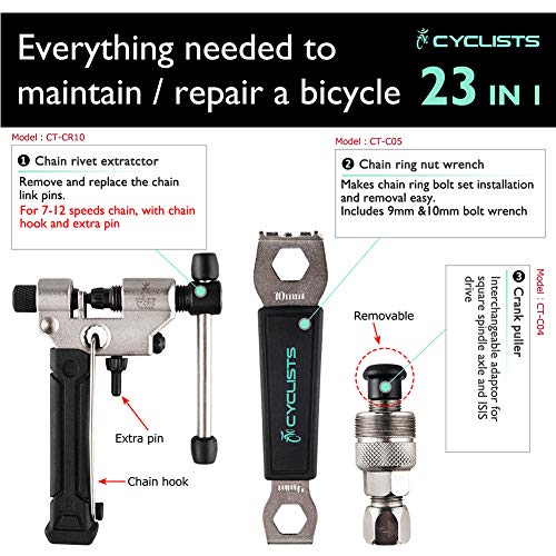 23 Piece Bike Tool Kit - Bicycle Repair Tool Box Compatible - Mountain/Road Bike Maintenance Tool Set with Storage Case